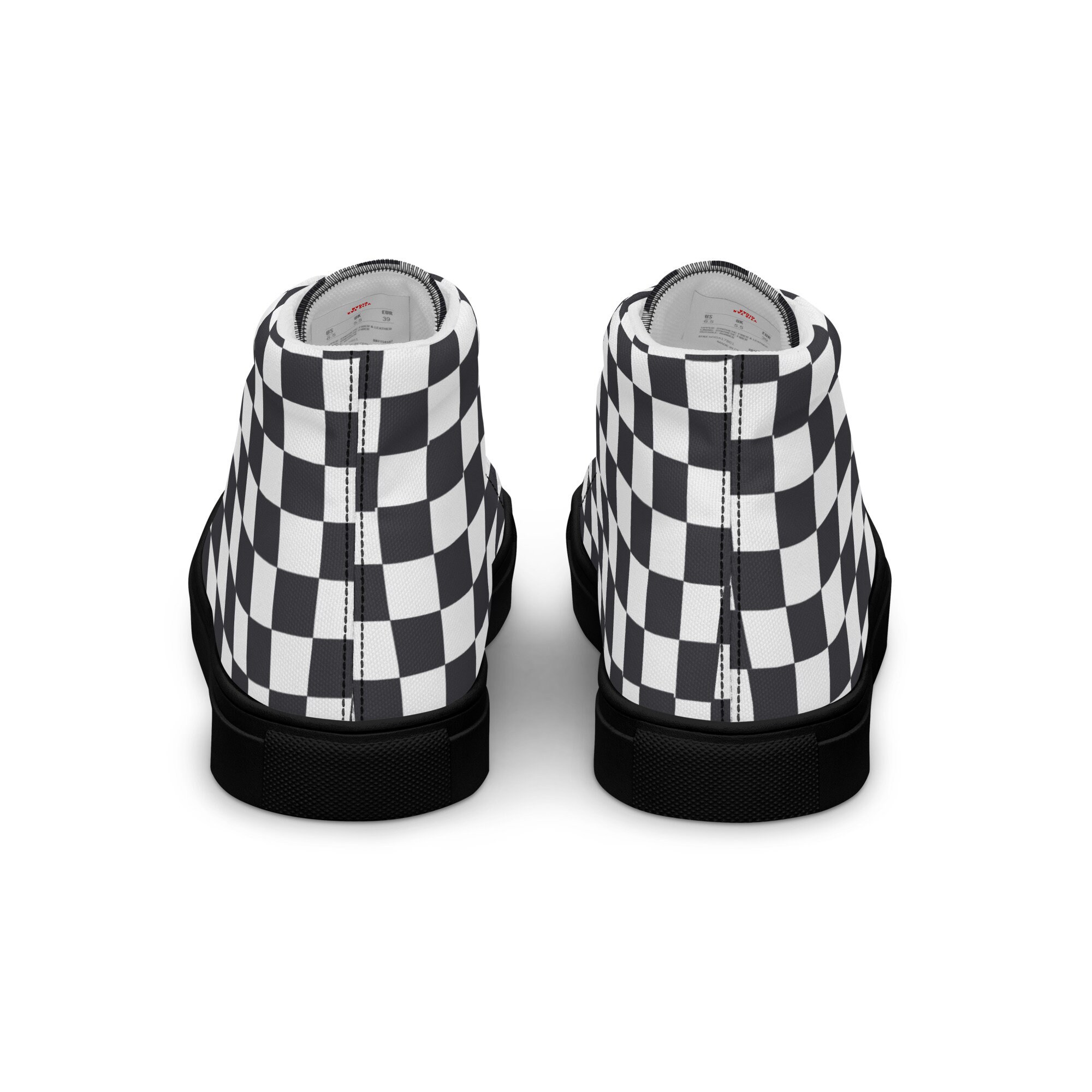 Men's Black and White Checkered Sneakers Mens High Top Canvas Shoes - Etsy