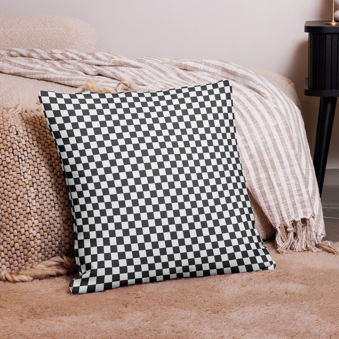 Black and White Checkered - Black and White Squares - Premium Pillow - Etsy