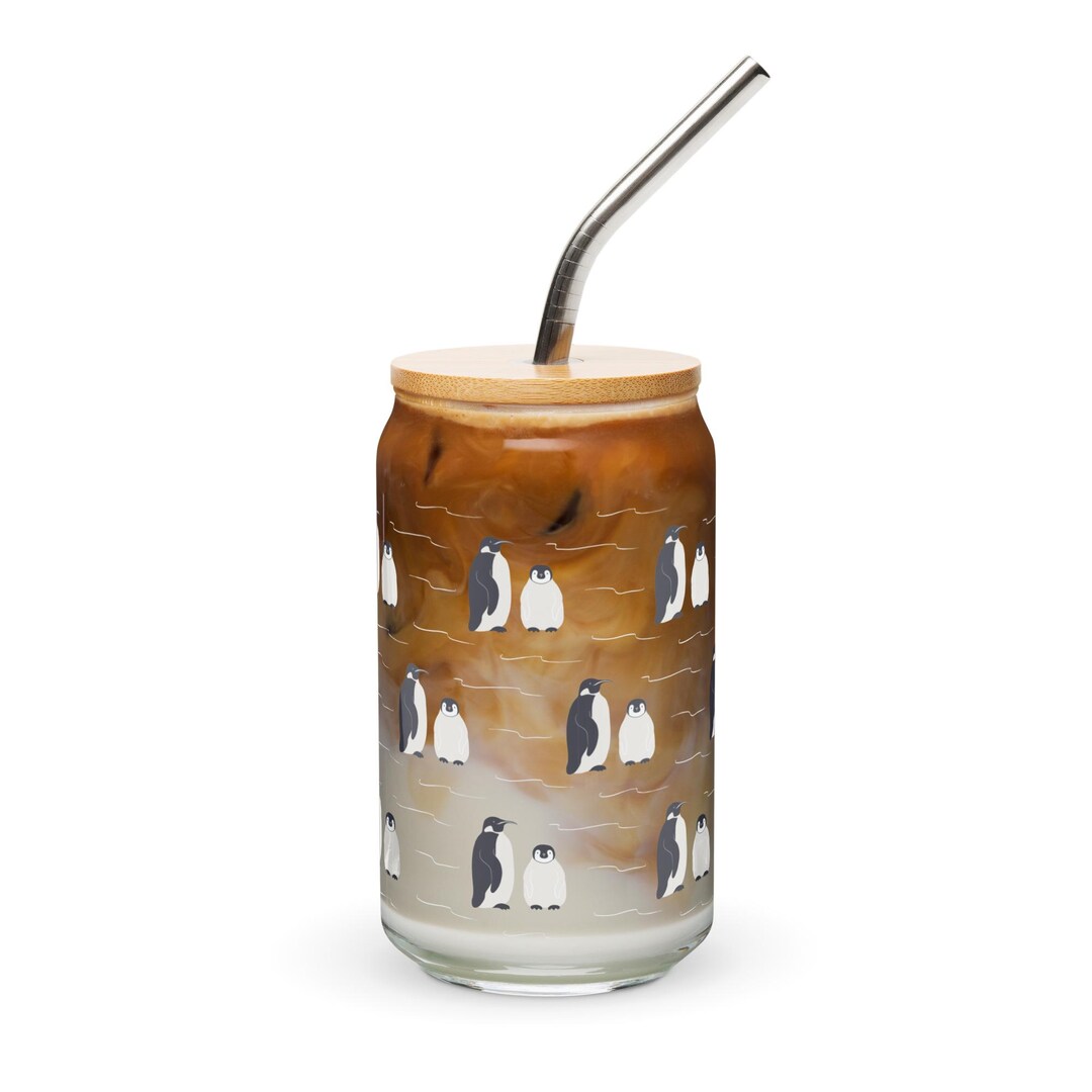 Penguin Arctic Ice Can-shaped Glass With Straw Cute Coffee Cup Tea Cup ...