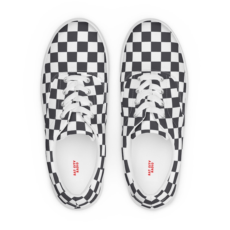 Black and White Checkered Sneakers - Women’s Lace-up Canvas Shoes - Etsy