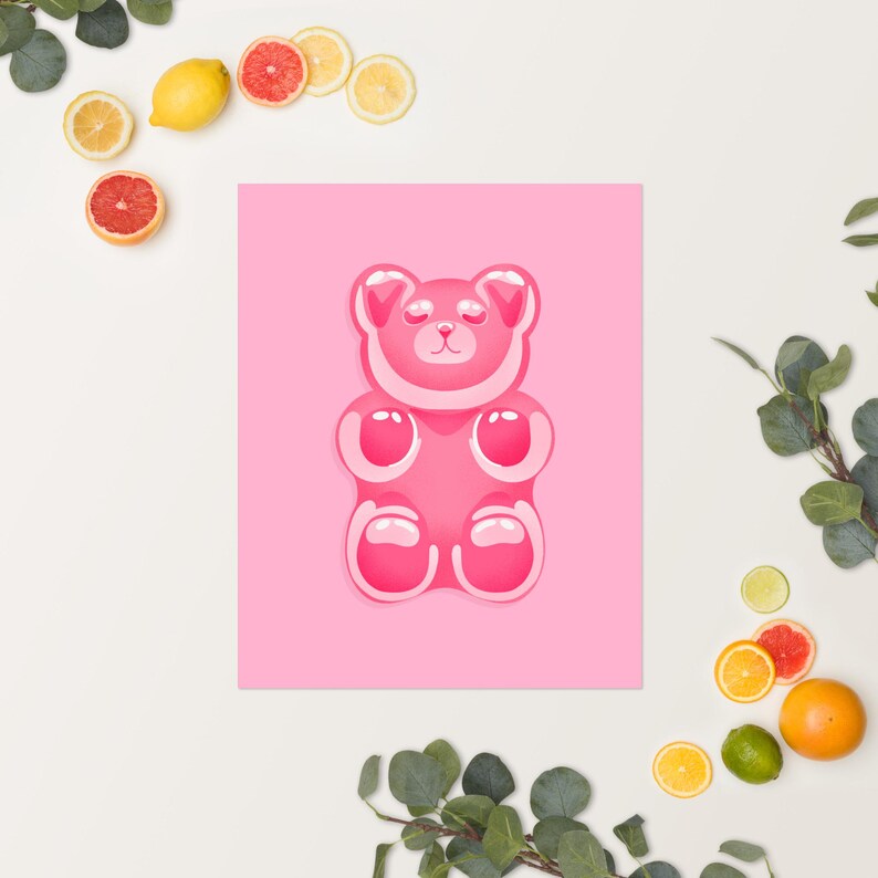 Pink Gummy Bear Poster - Wall Art - Valentine - Candy Art - Etsy