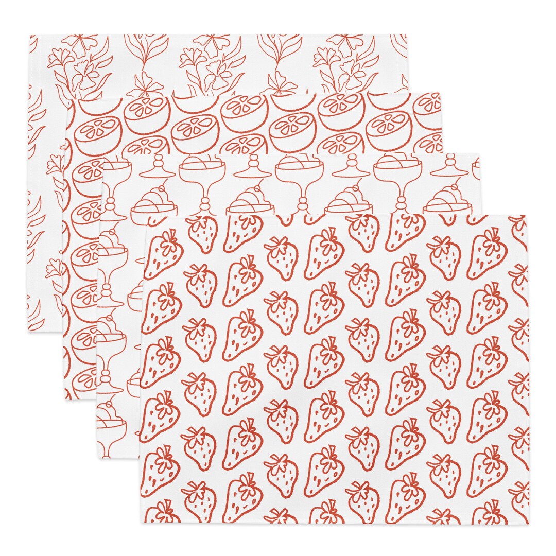 Red and White - Simple and Fun Placemat Designs - 4 Placemats - Water ...
