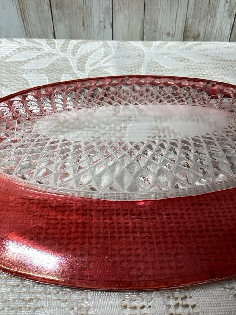 Vintage Indiana Glass Butter Dish. Ruby Red Diamond Cut Butter Dish. - Etsy
