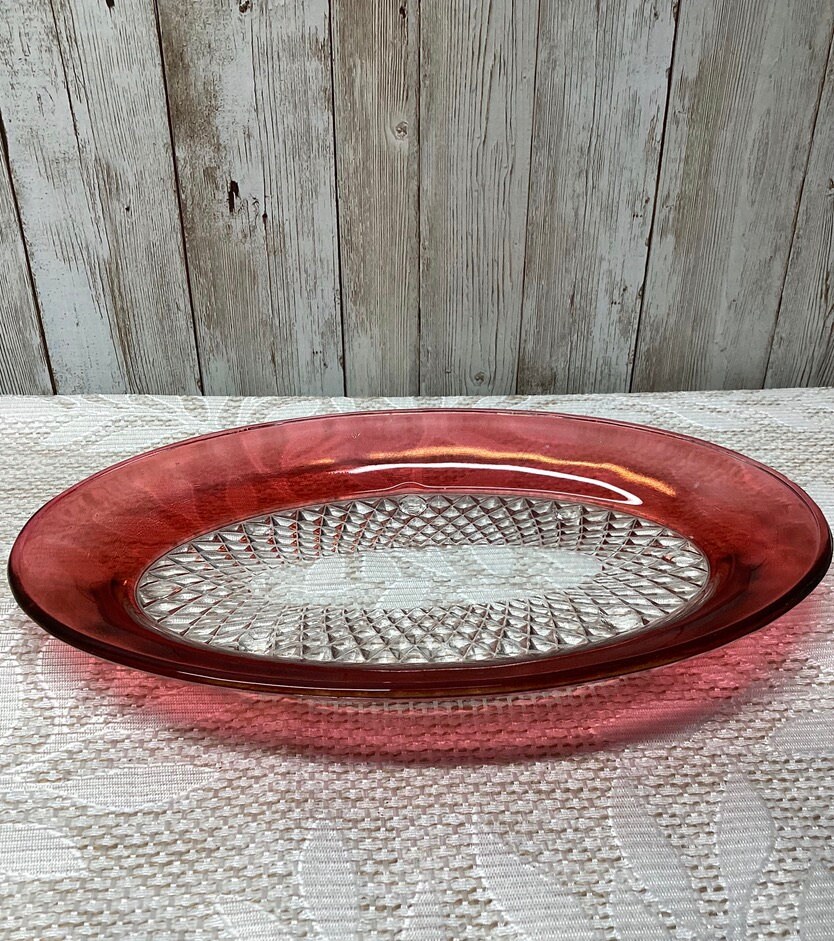 Vintage Indiana Glass Butter Dish. Ruby Red Diamond Cut Butter Dish. - Etsy