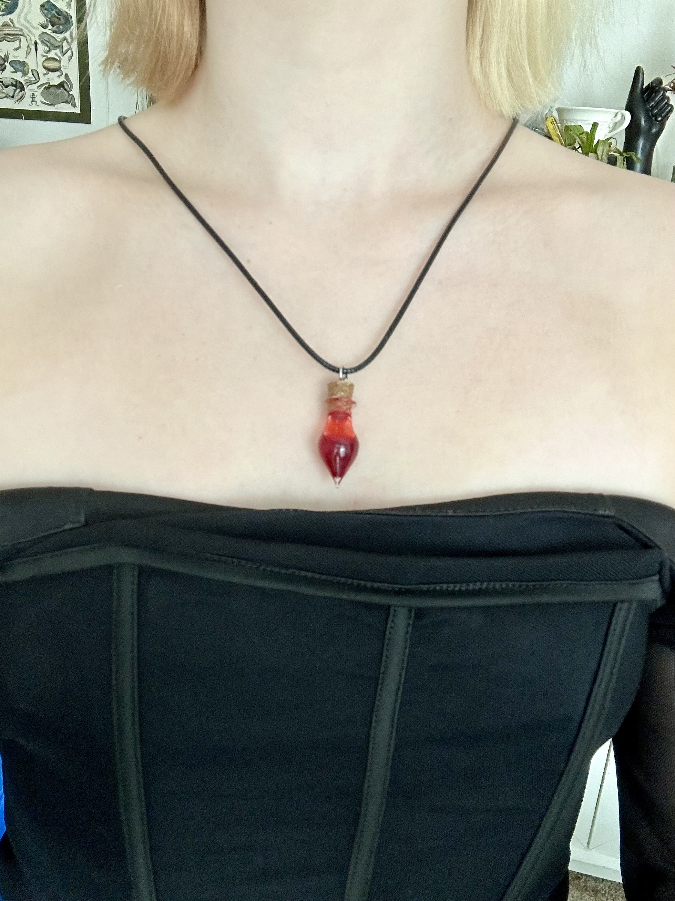 Gothic Blood Vial Pendant Necklace, Fake Blood, Vampiric Jewelry ...