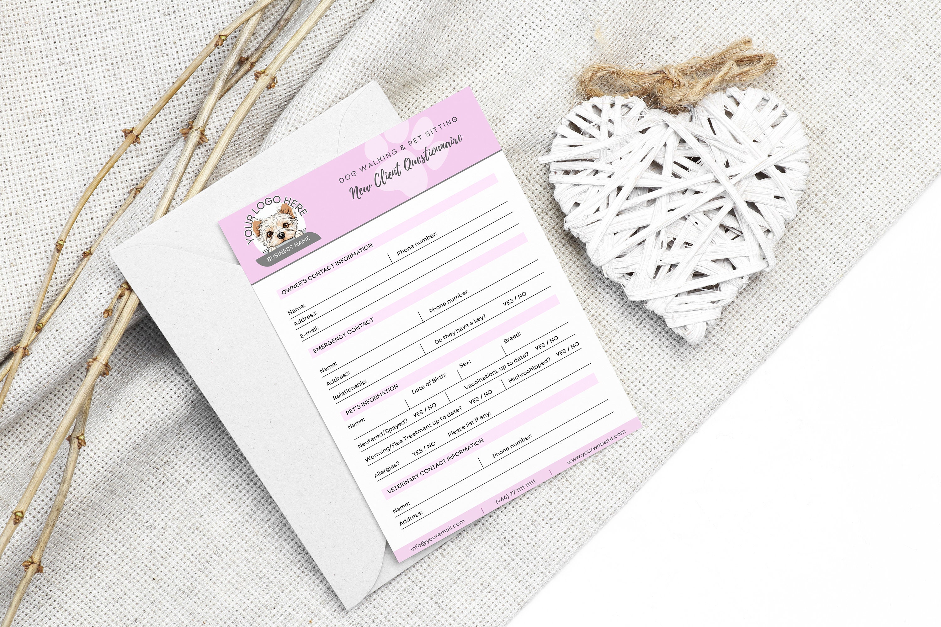 New Client Questionnaire Template for Dog Walking, Pet Care, Dog ...