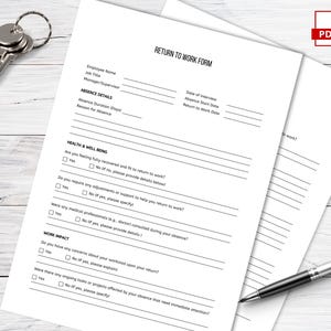 Return to Work Form | Employee Absence Interview Template | HR Forms ...