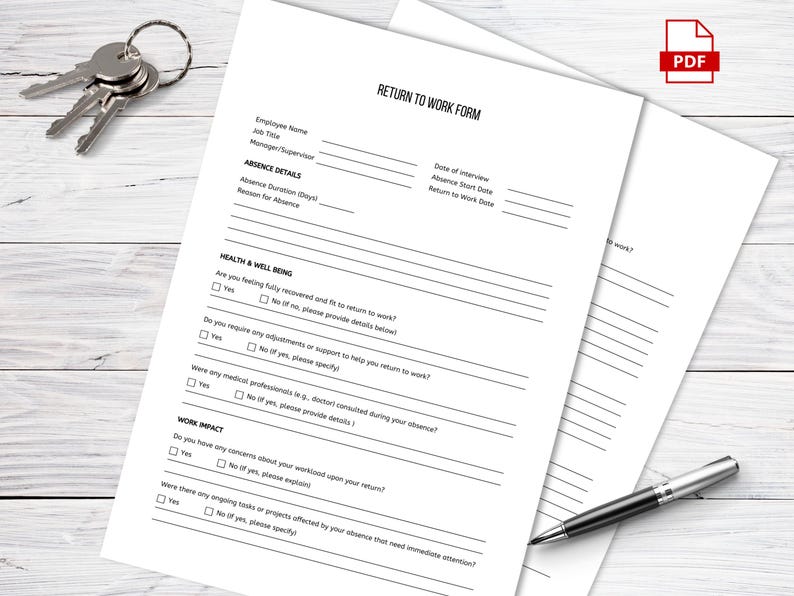 Return to Work Form | Employee Absence Interview Template | HR Forms ...