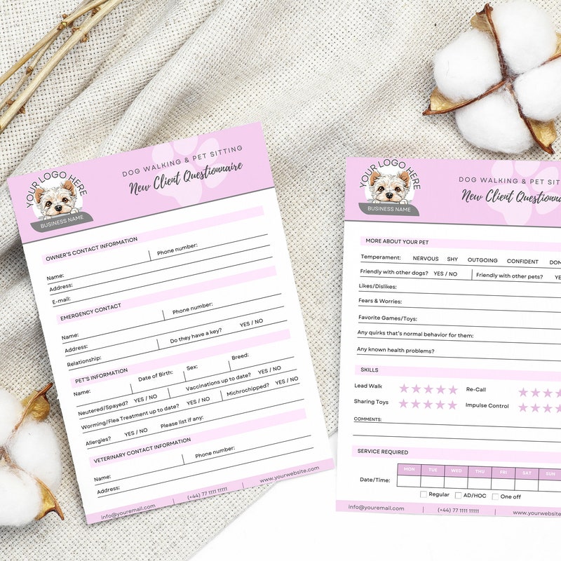 Dog Walker Client Form - Etsy