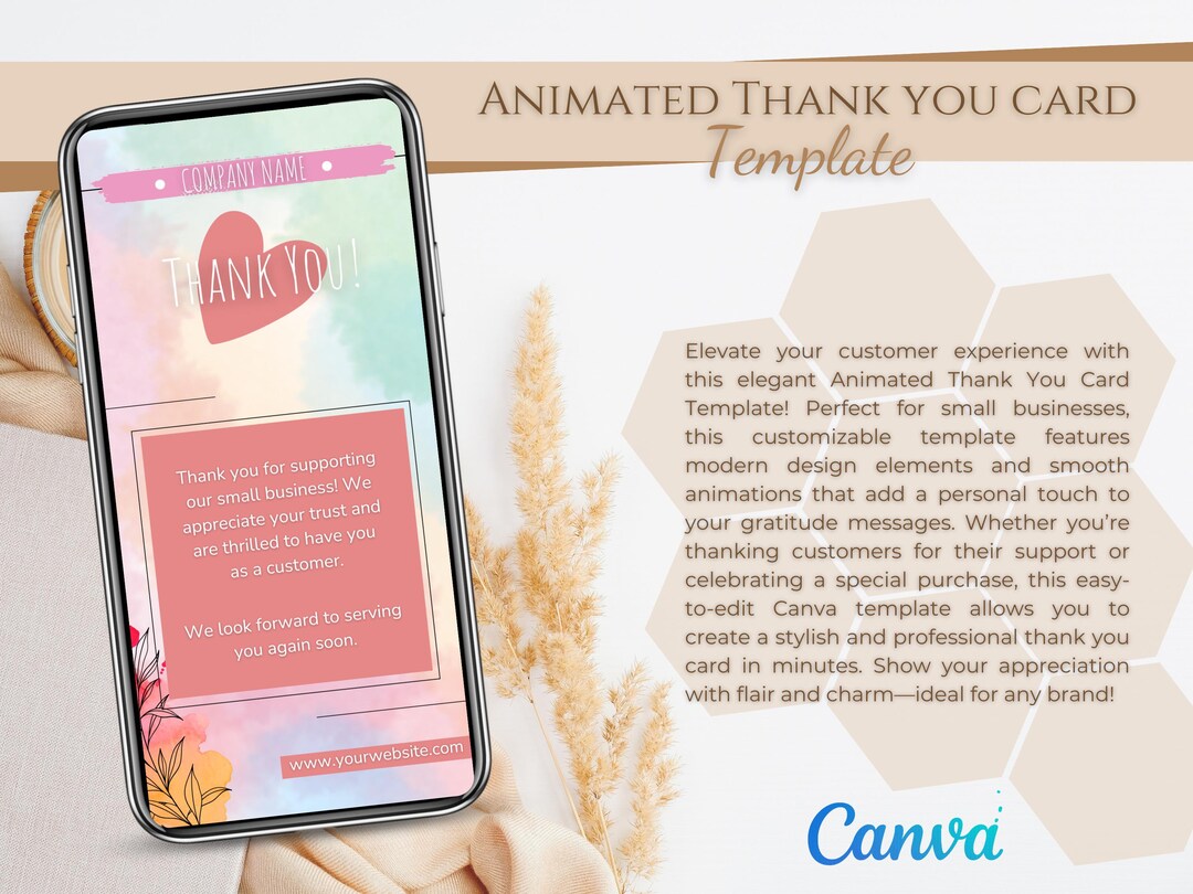 Pastel Brushstroke Animated Thank You Card Template | Editable in Canva ...