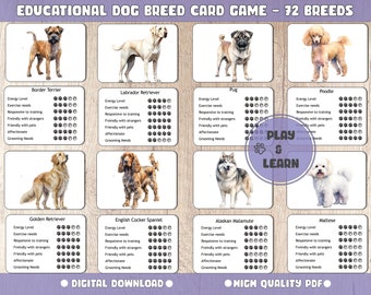 Dog Breeds - Printable Educational Dog Breed Cards - 72 Breeds - Learn ...