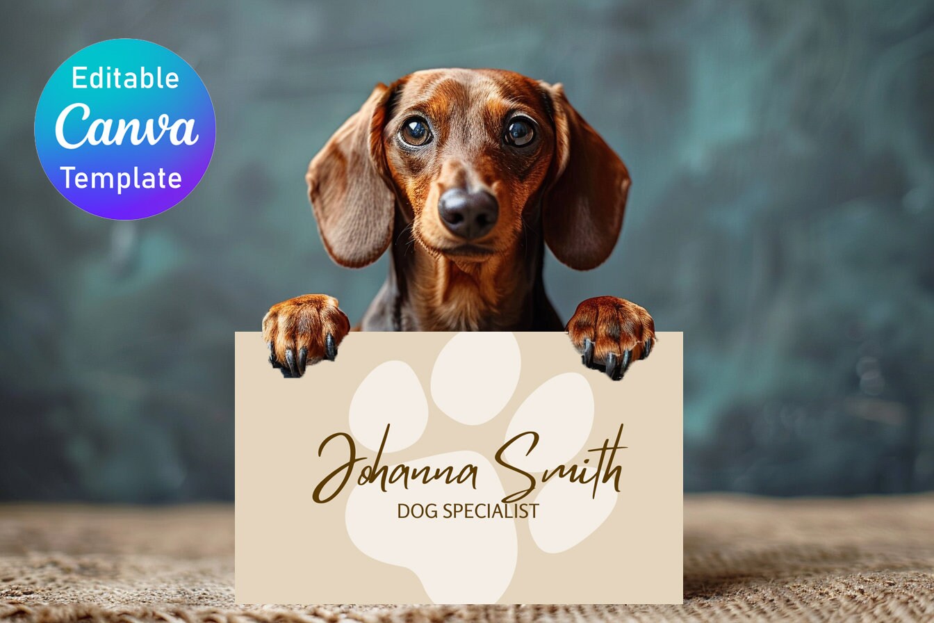Boho Dog Business Card Template for Dog Walking, Pet Sitting, Dog ...