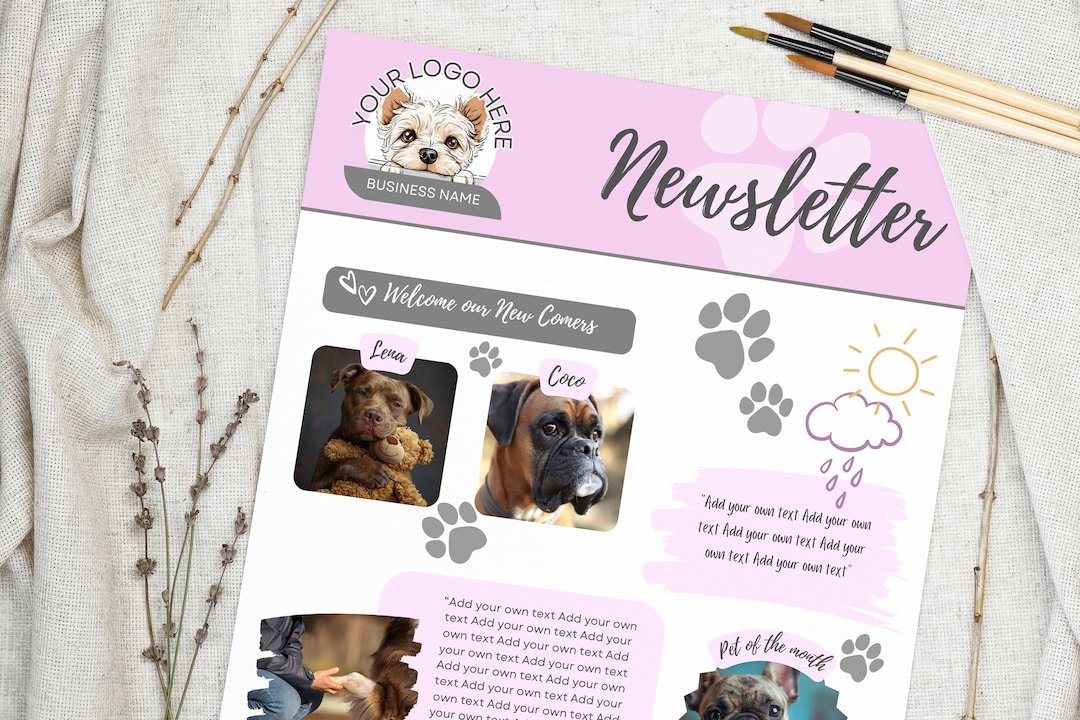 Newsletter Template for Dog Walking, Pet Sitting, Dog Grooming ...