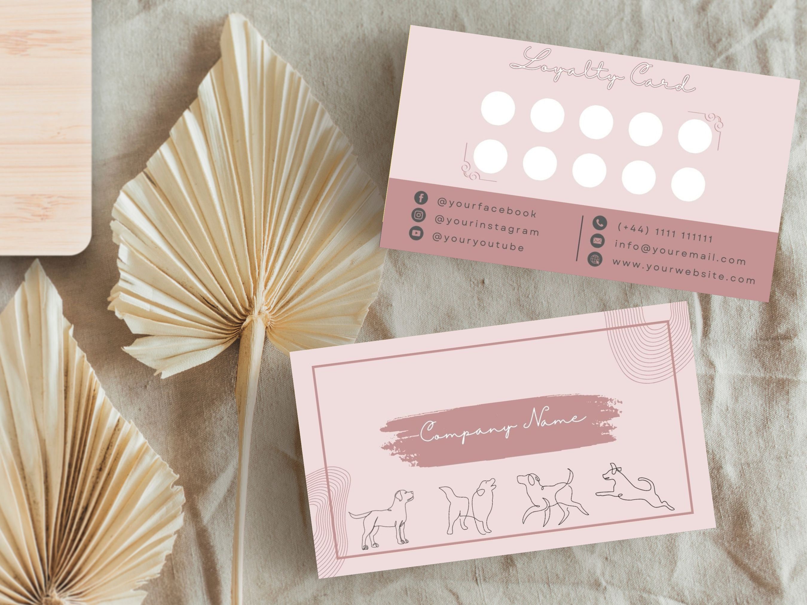 Modern Salmon Pink Loyalty Card for Pet Business, Dog Sitting, Dog ...