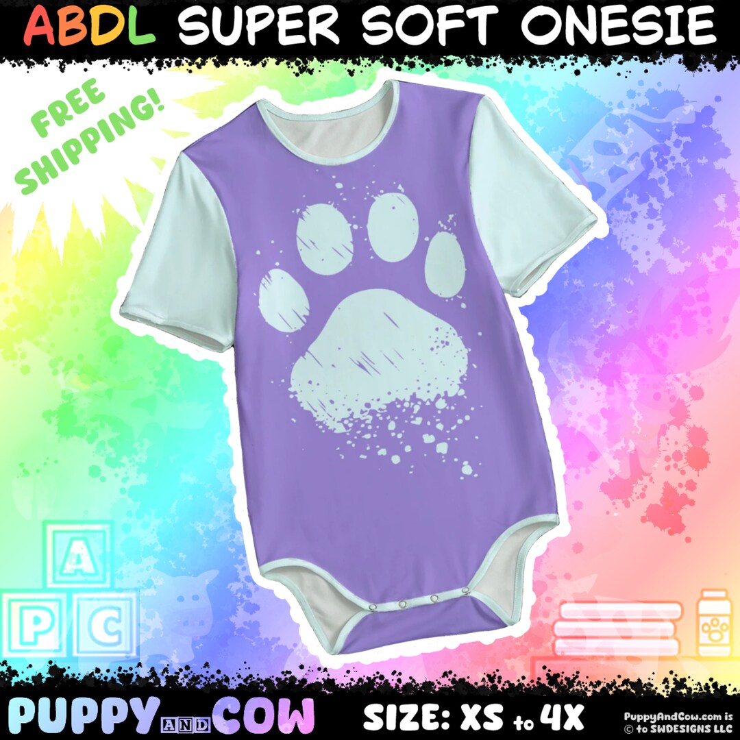 ABDL LPK Adult Onesie Pawsplash Purple/powder Blue - Etsy