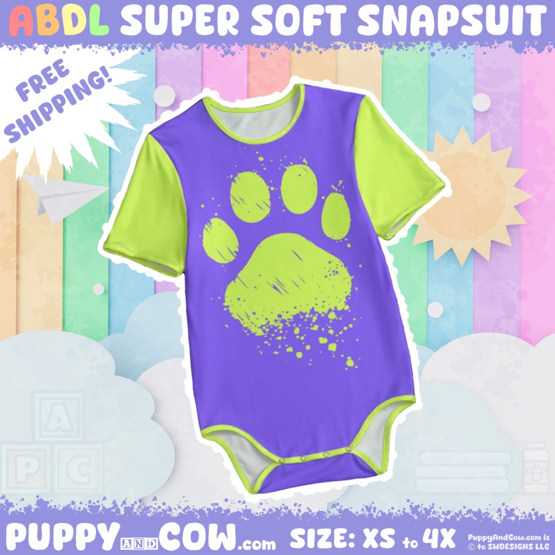 ABDL LPK Adult Snapsuit Pawsplash Purple/safety Green - Etsy