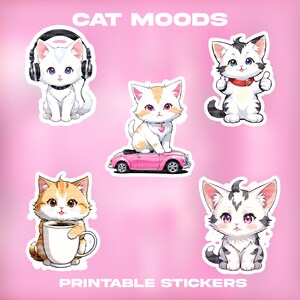 Printable Cat Stickers Printable Stickers Cute Cat Stickers Cat Laptop ...