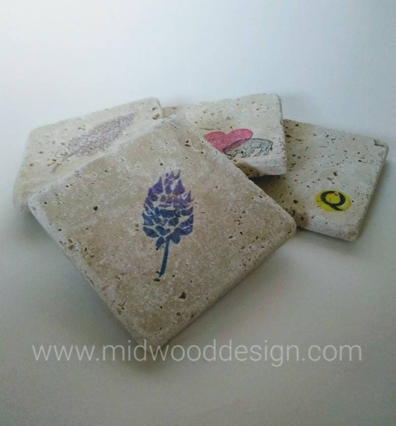 Texas Bluebonnet Pride Stone Tile Travertine Coasters Set of 4 - Etsy