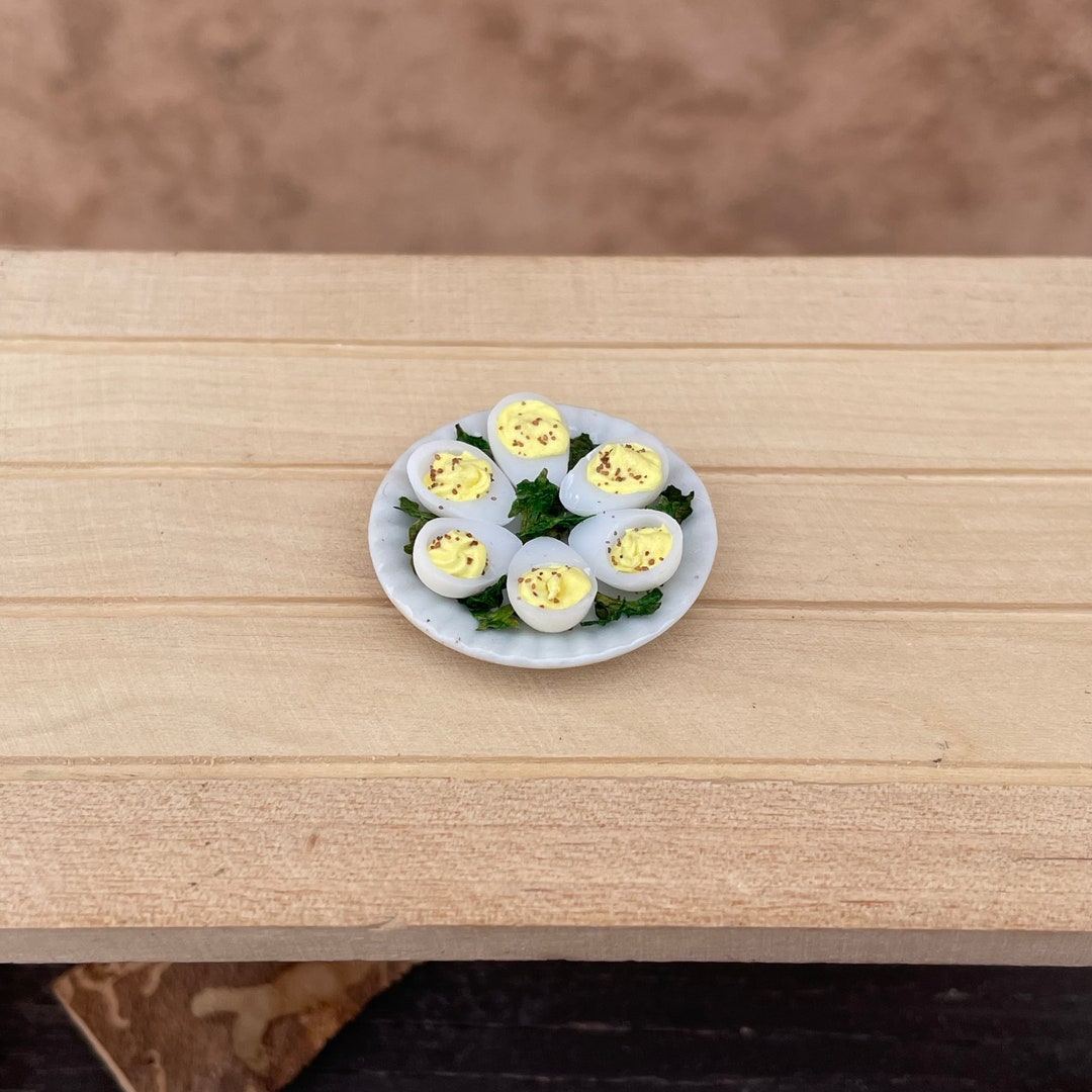 1/6 Scale Deviled Eggs on Plate Realistic Dollhouse Miniature Fairy ...