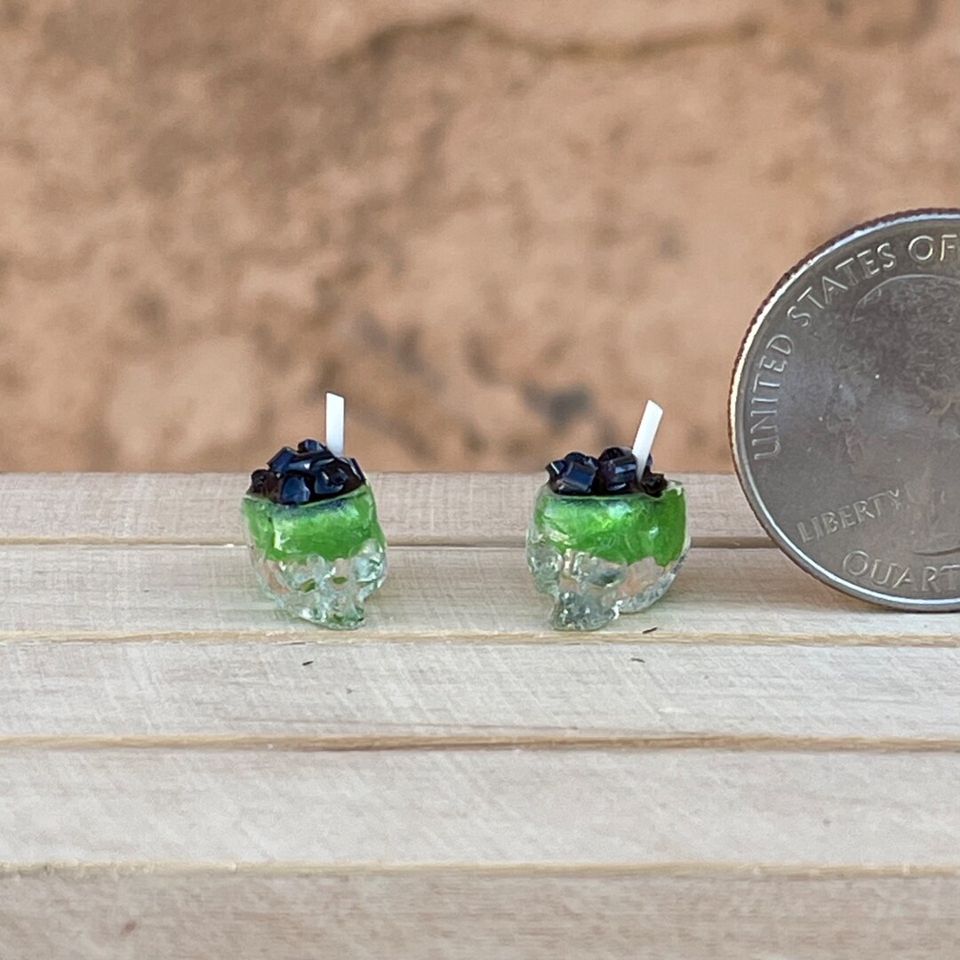 1/12 Scale Voodoo Green Skull Glasses Pumpkin Juice Halloween 2 Pc Set ...