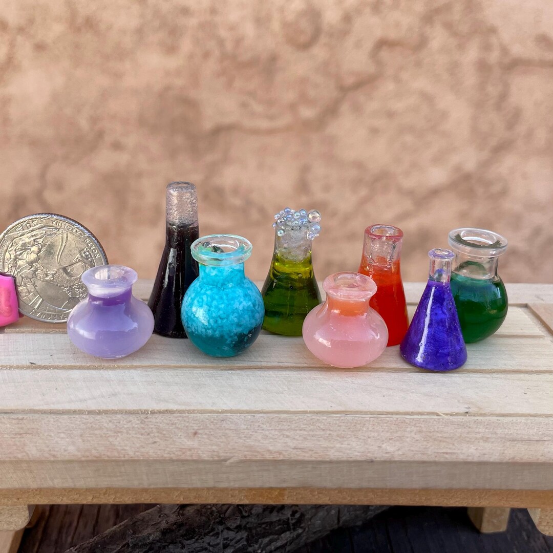 1/6 Scale Laboratory Flasks Set of 8 Potion Bottles Green Yellow ...