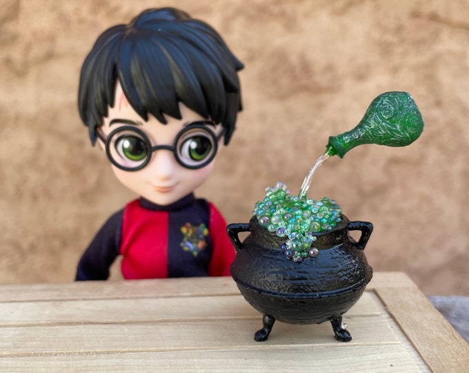 1/6 Scale Floating Potion Cauldron Handles Bubbles Handmade Miniature ...