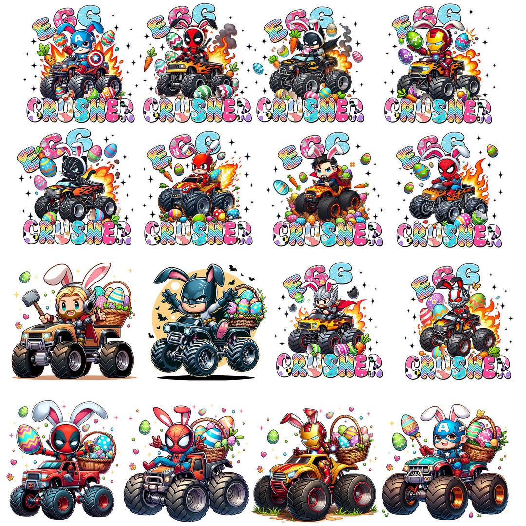 Super Hero and Moto Egg Bunny Easter Png Bundle, Egg Bunny Easter Png ...