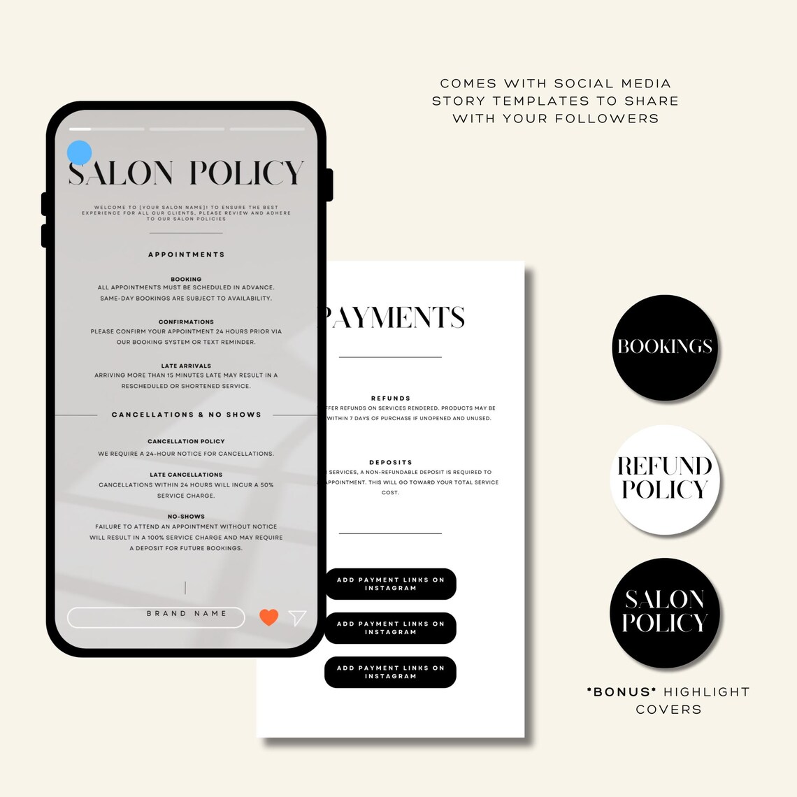 Salon Policy Template Editable Canva Template Salon Rules Policies 8 ...