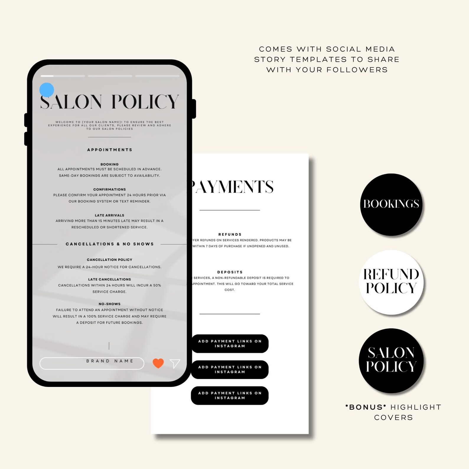 Salon Policy Template | Editable Canva Template | Salon Rules ...