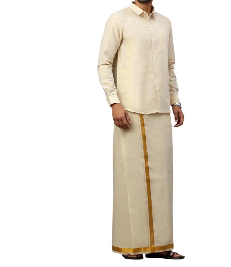 Mens Copper Jari Tissue Dhoti: South Indian Ethnic Wear Single Veshti ...