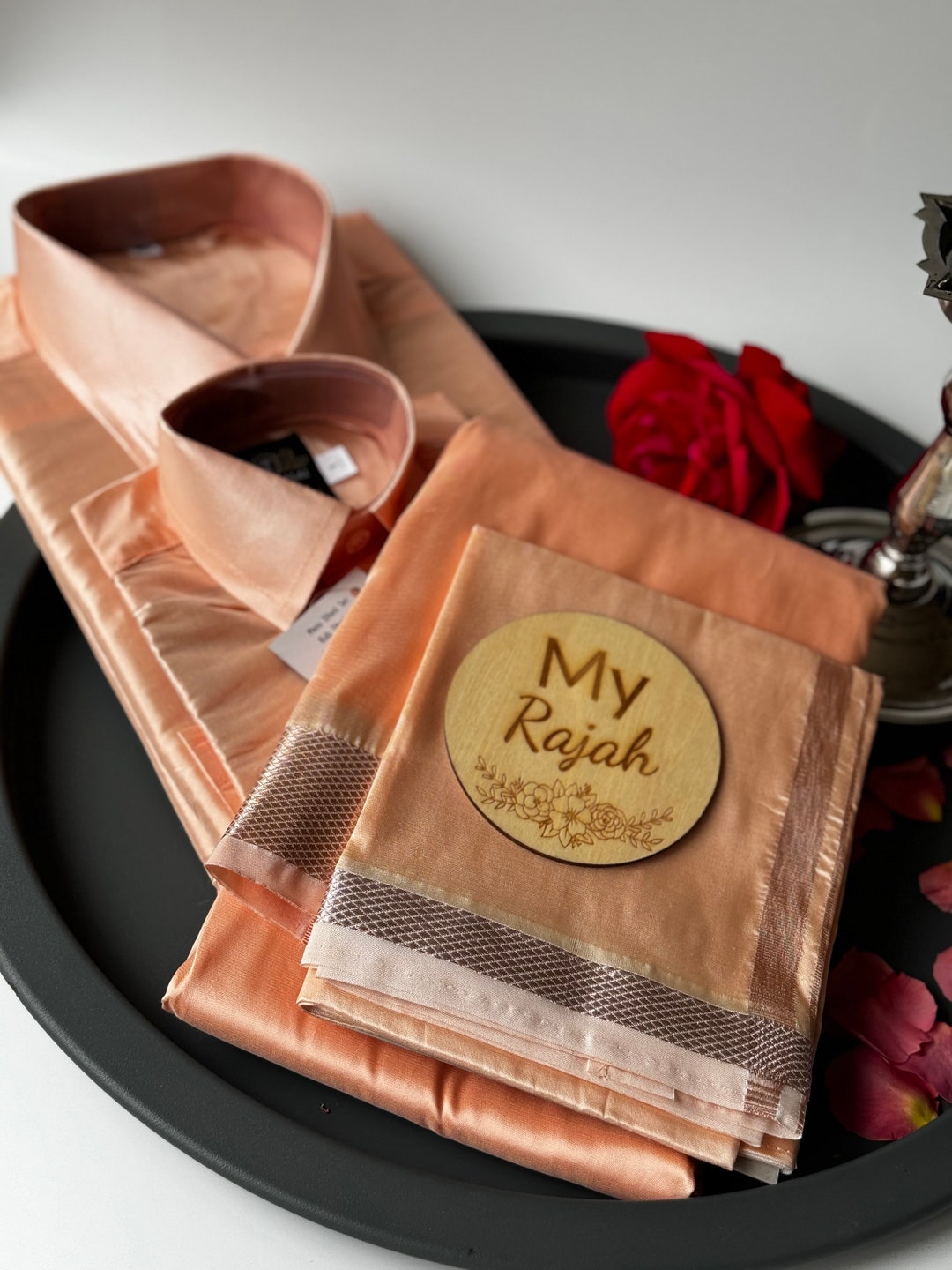 Mens Silk Vesti Set, Dhoti , Veshti Traditional Wear Combo - Coral ...