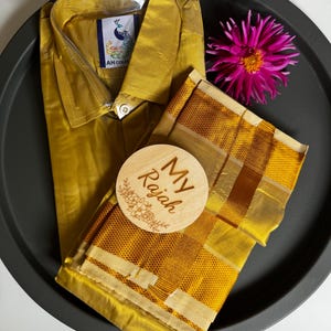 Mens Silk Vesti Set, Dhoti , Onam Mundu Traditional Wear Combo - Gold ...