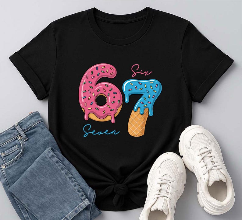 Six Seven Ice Cream Drip Sports Cool Meme 67 Shirt, Funny Number Meme Shirt, Viral Tiktok Saying ...