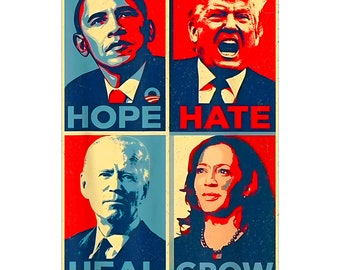 Hope Hate Heal Grow PNG, Kamala Harris,quote,2024 American Presidential ...