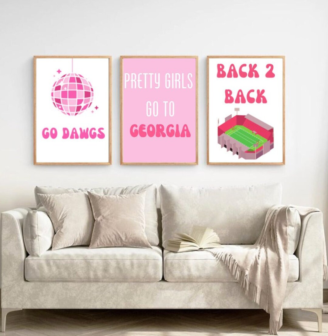 Set of 3 UGA Posters Pink UGA Decor University Poster University Decor ...