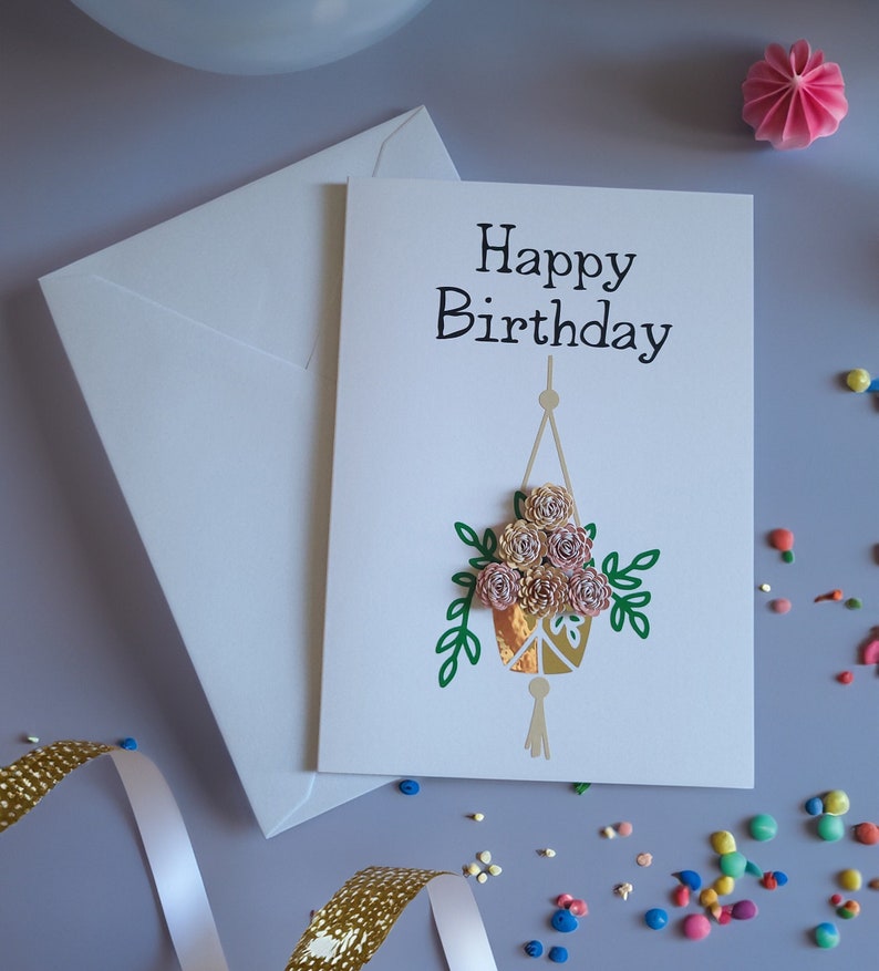 Happy Birthday, Birthday Card, Floral Greeting Card, Unique Card ...