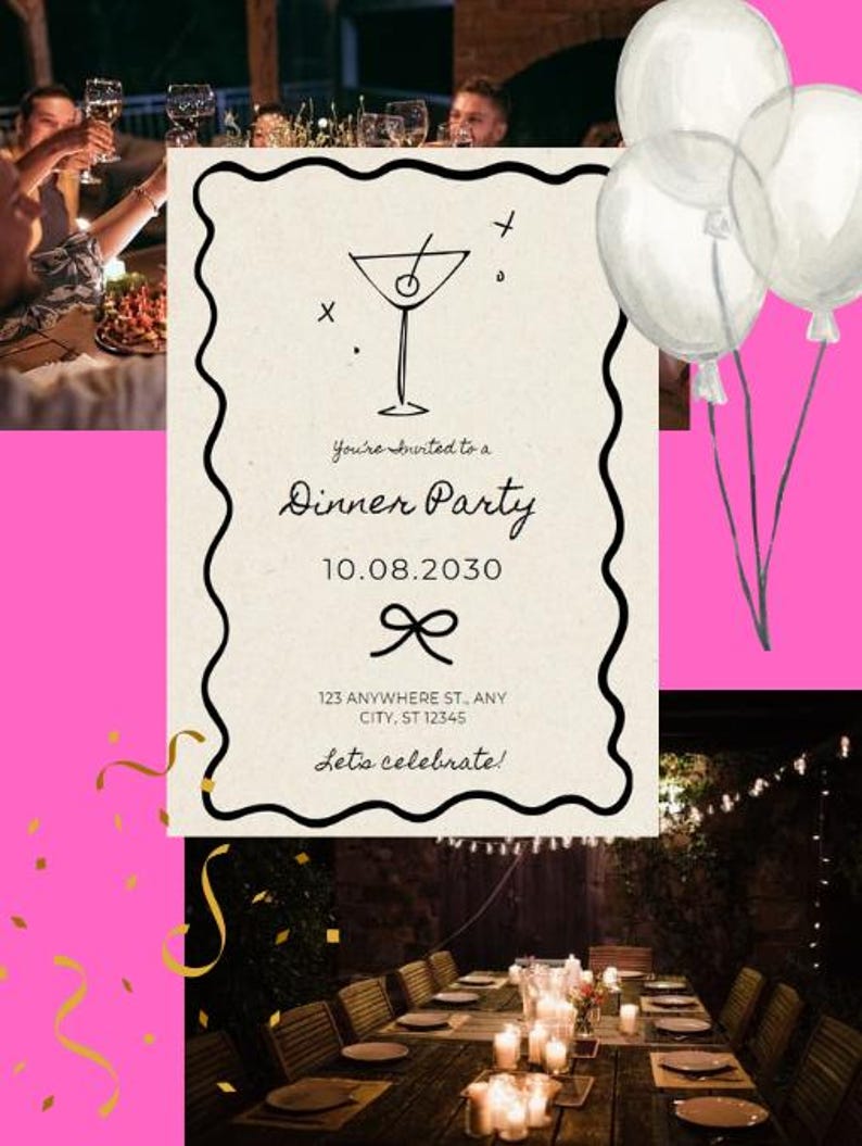 Cute Dinner Party Invitation - Etsy