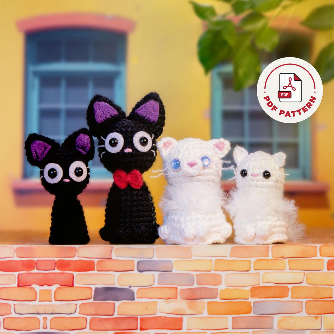 Kiki's Delivery Service of Ghibli Cat Jiji and Family Crochet Pattern ...