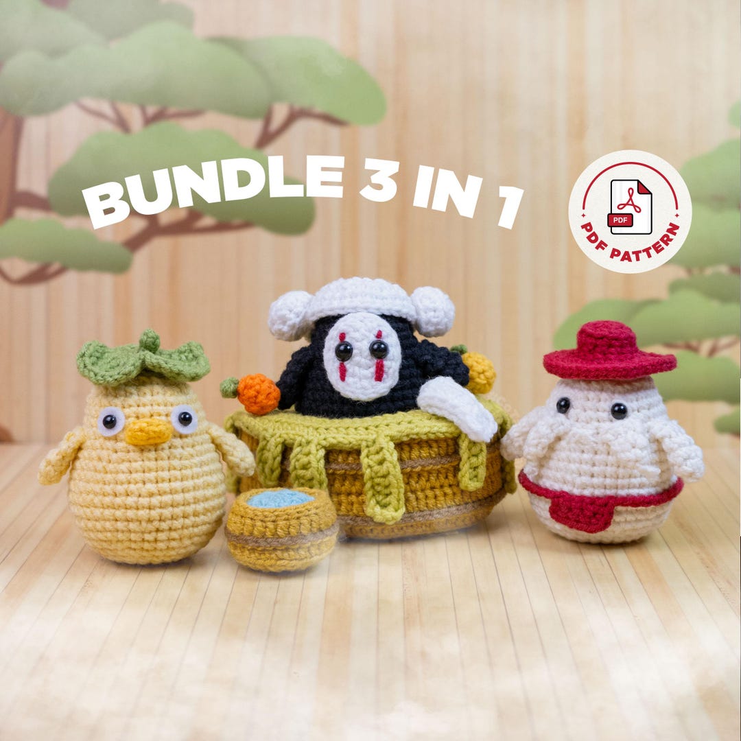 Bundle 3 in 1 Crochet Pattern Spirited Away in Hot Springs From Ghibli ...