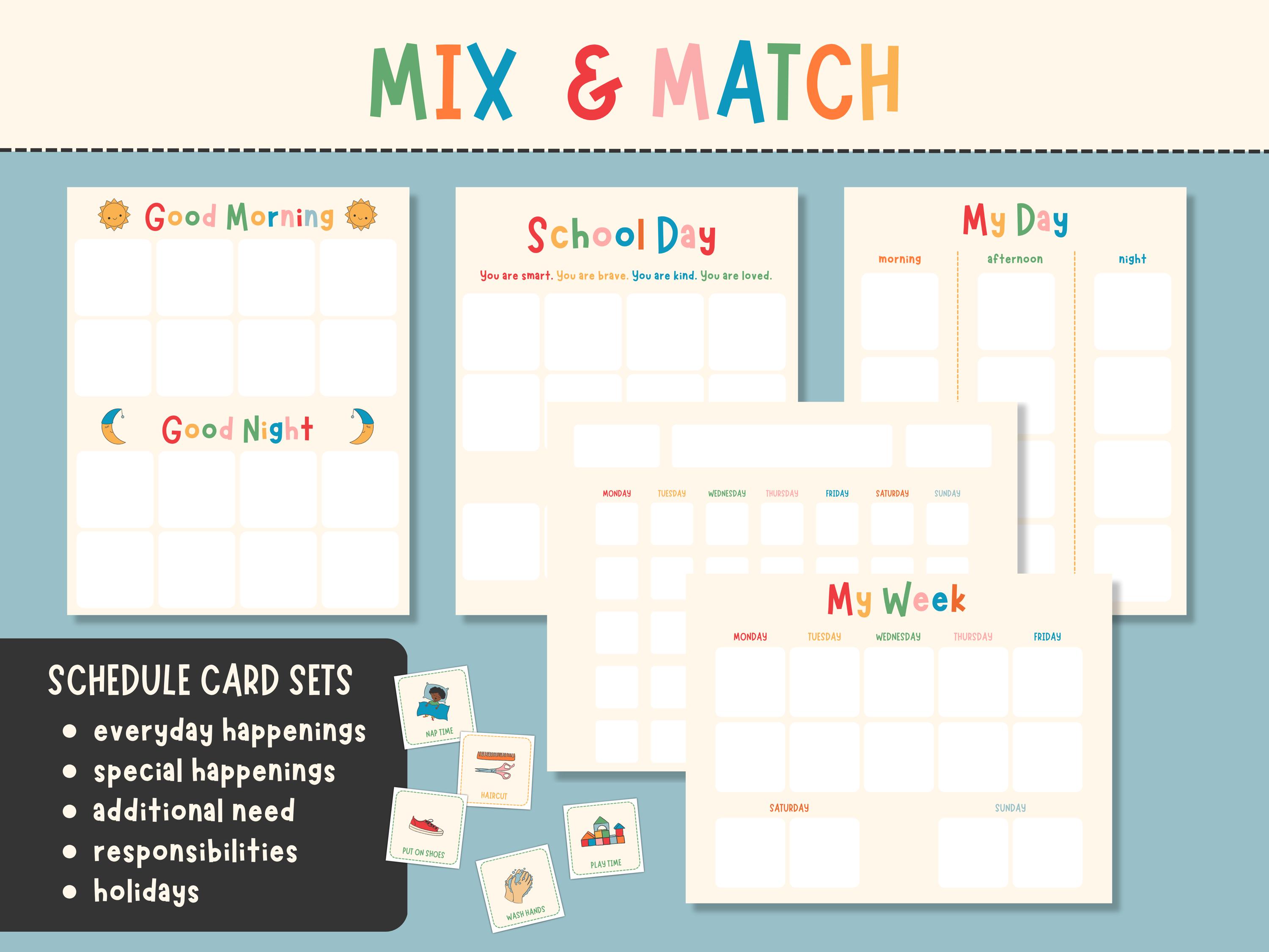Kids Morning & Night Routine Chart: Visual Schedule Cards (printable ...