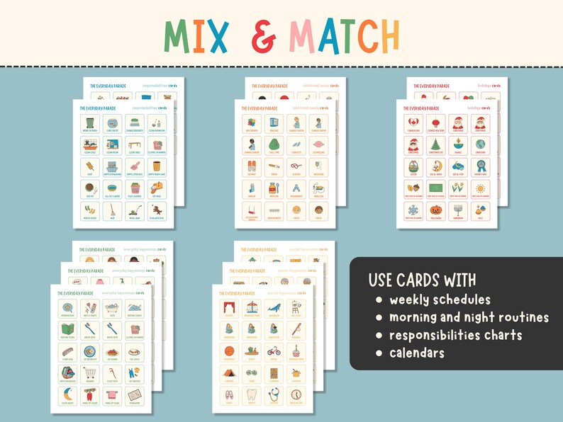 Perpetual Calendar | Mix + Match | Printable | Customizable Daily ...
