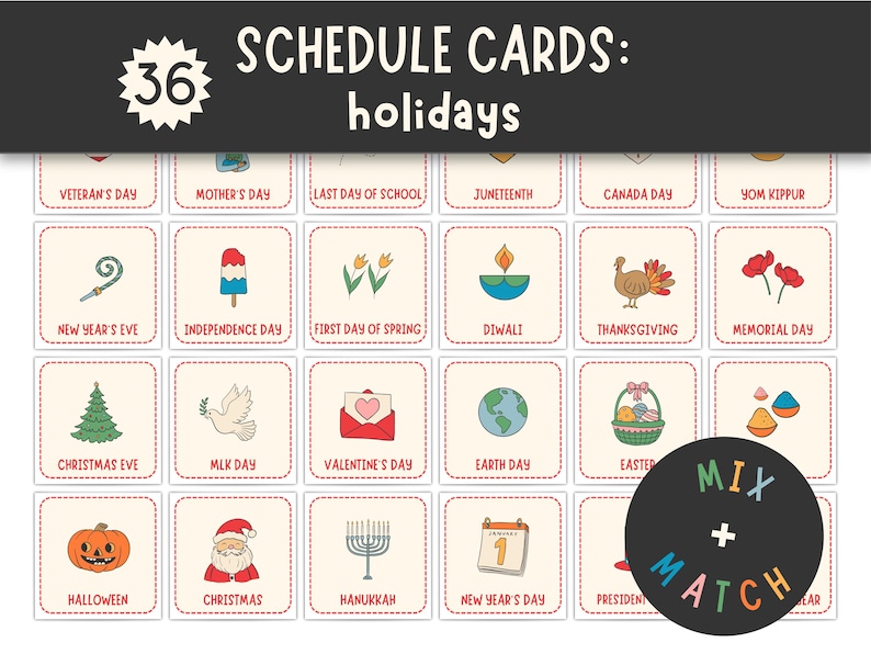 Holiday Visual Schedule Cards: Toddler Routine, Communication Tool ...
