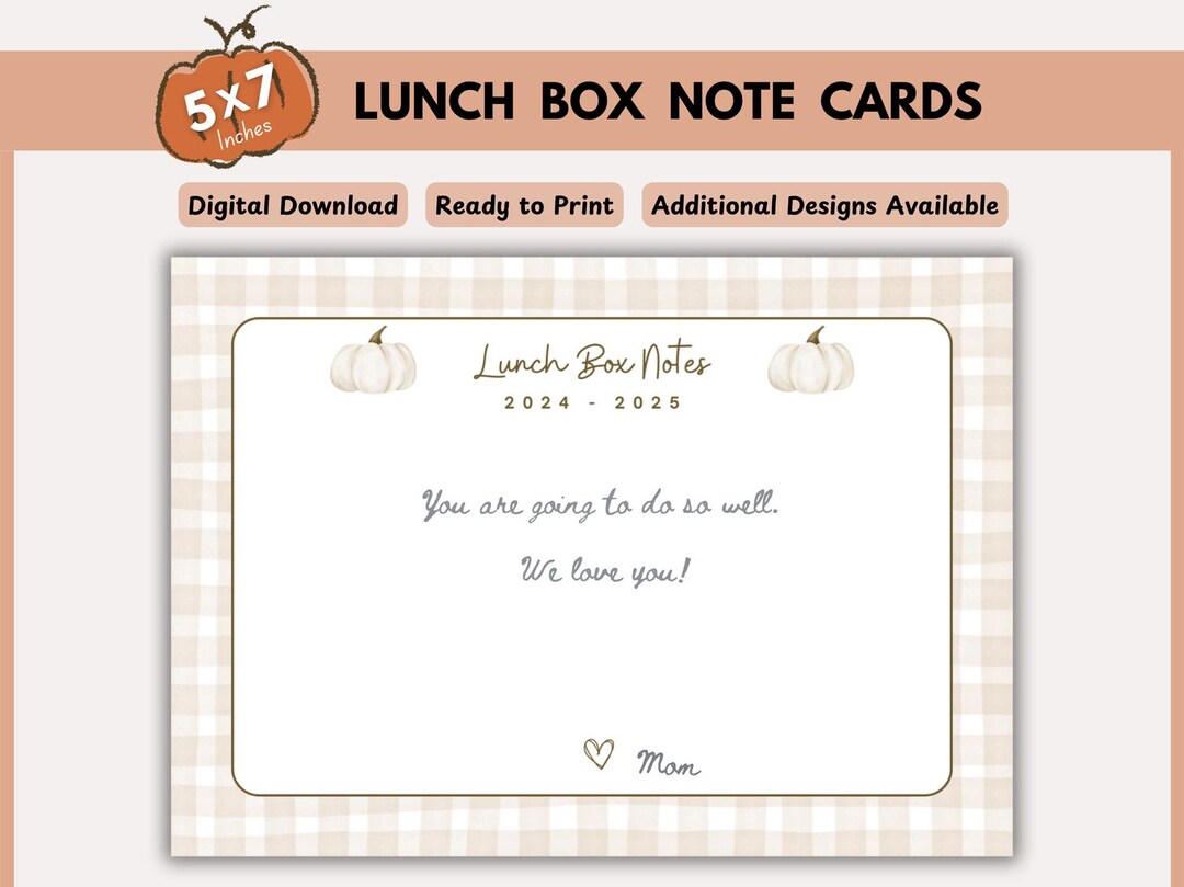 Printable Lunch Box Note Cards for Kids, Ready-to-print Lunchbox ...
