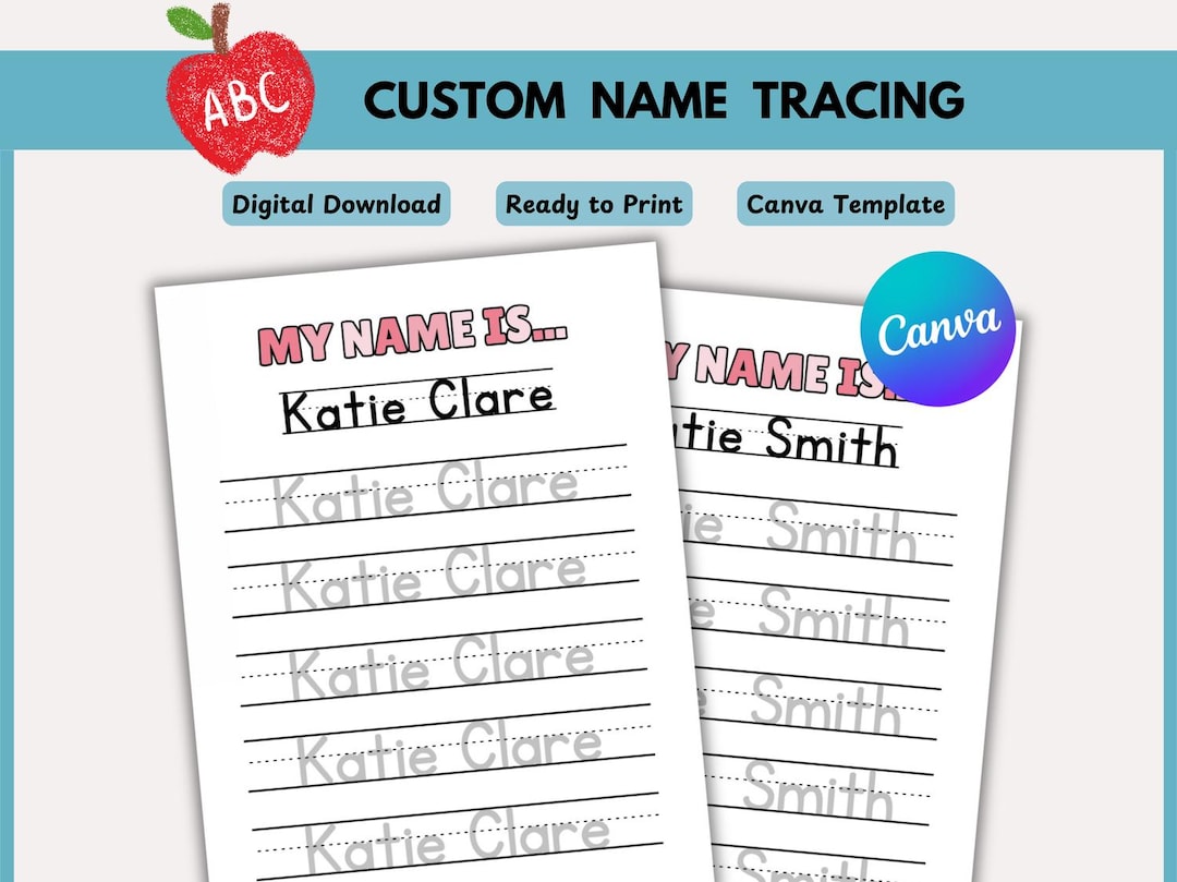 Custom Name Tracing Worksheet Personalized Handwriting Pre-k Preschool ...