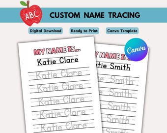 Custom Name Tracing Worksheet Personalized Handwriting Pre-k Preschool ...