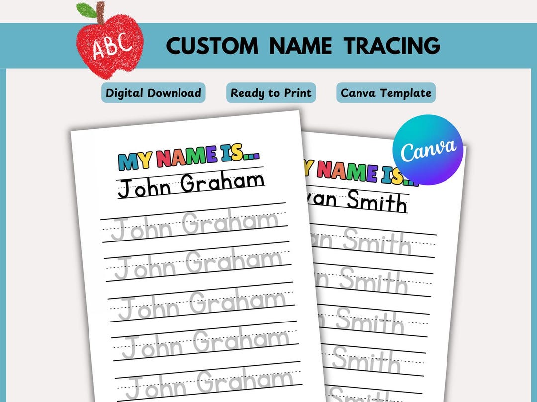 Custom Name Tracing Worksheet Personalized Handwriting Pre-k Preschool ...