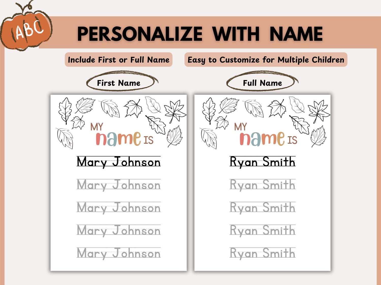 Custom Name Tracing Worksheet Pre-k Preschool + Kindergarten Trace Name ...