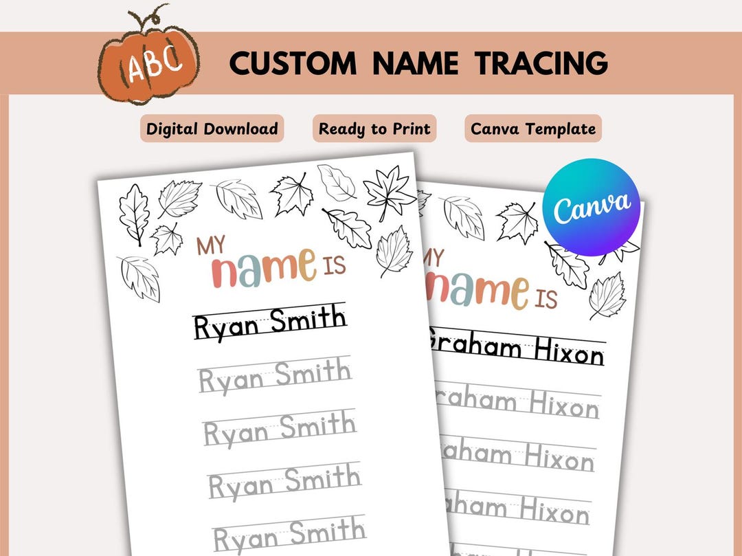 Custom Name Tracing Worksheet Pre-k Preschool + Kindergarten Trace Name ...