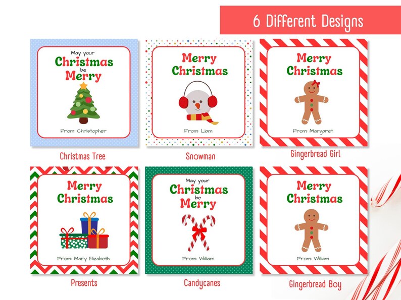PRINTED Christmas Gift Tags for Kids, Holiday Gift Tag With Name ...