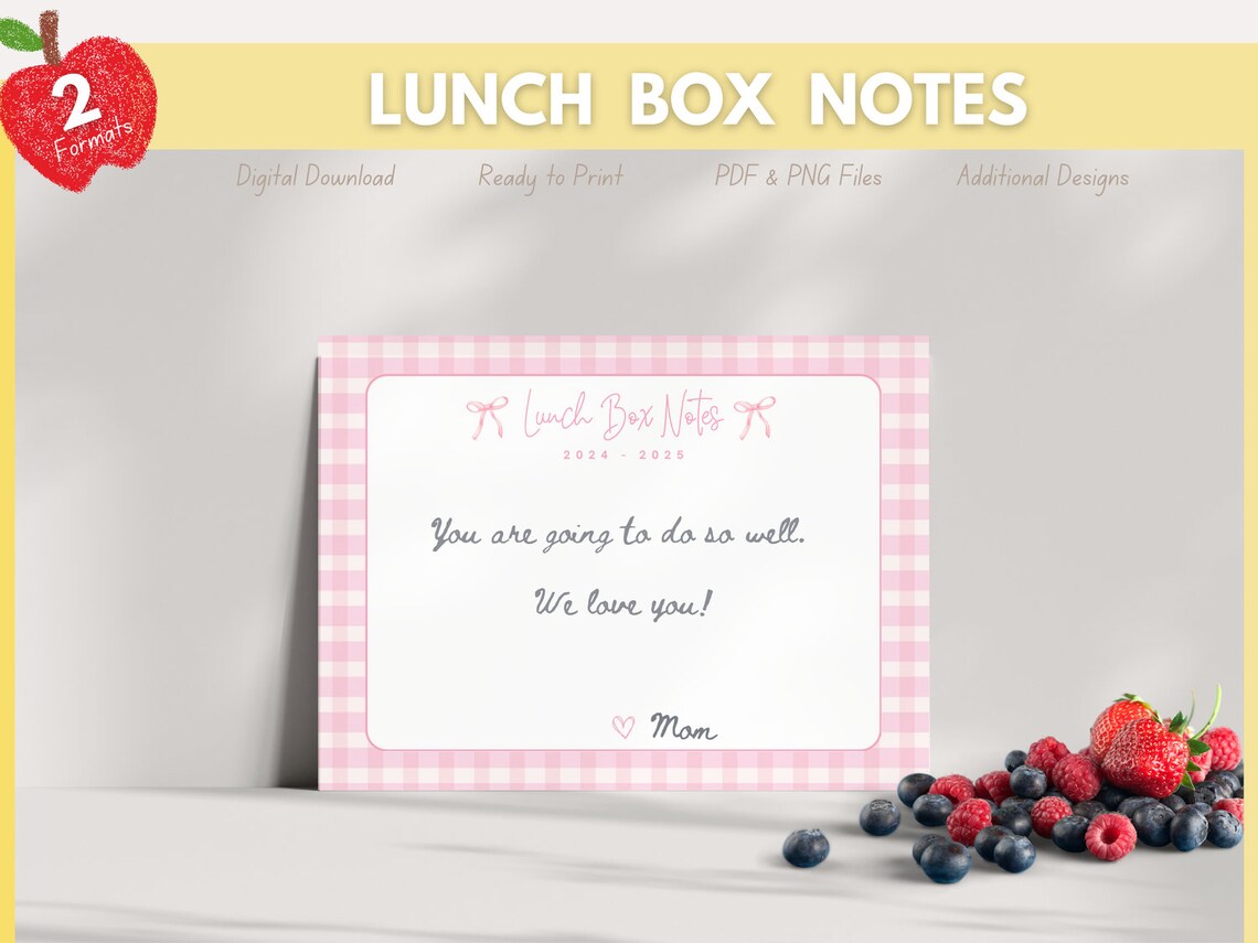 Printable Lunch Box Note Cards for Kids, Ready-to-print Lunchbox ...